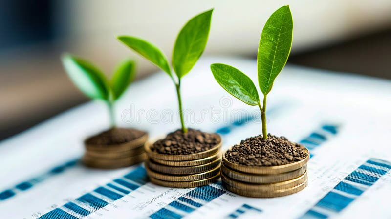 A Stack of Coins with a Plant Growing Out of it Stock Photo - Image of ...