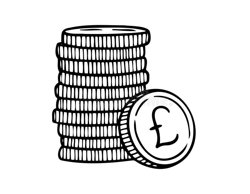 Stack of Coins with the Pound Symbol a Comprehensive Hand Drawn Doodle ...