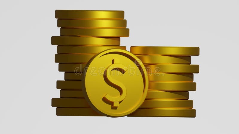 Stack of Coins Profile with White Background. Money. Gold Coins ...