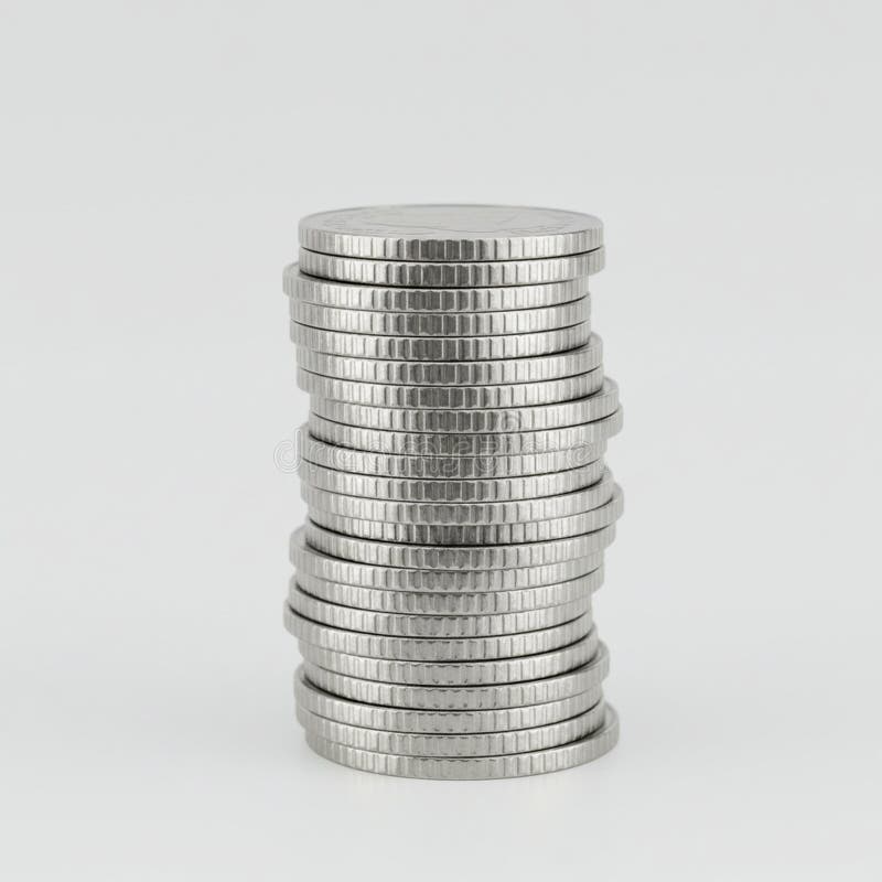 A Stack of Coins with Ridged Edges, Neatly Piled Vertically. the Coins ...