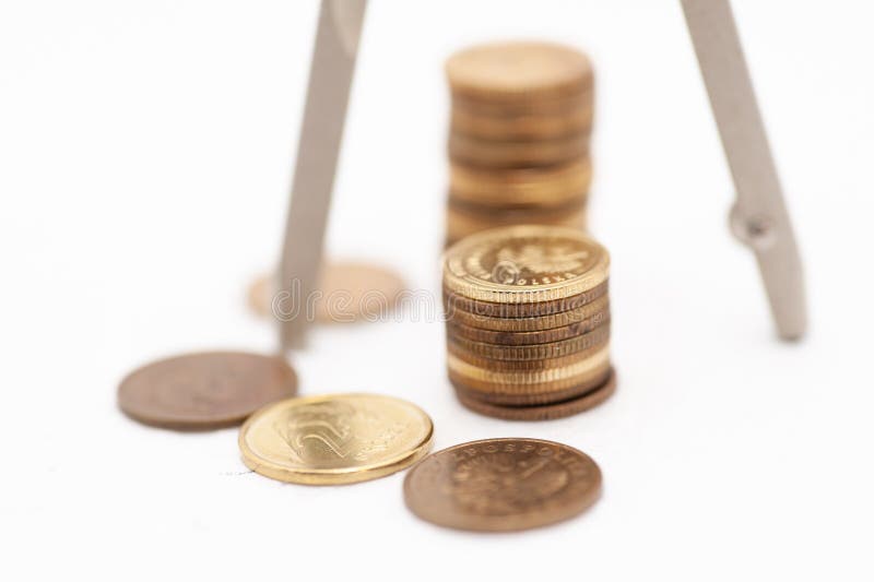 A Stack of Coins and a Ruler Stock Image - Image of background, money ...