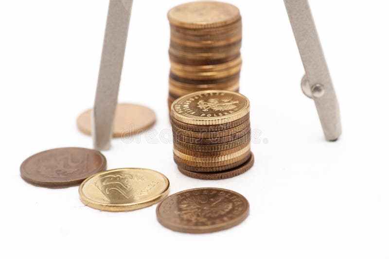 A Stack of Coins and a Ruler Stock Photo - Image of euro, coins: 352388740