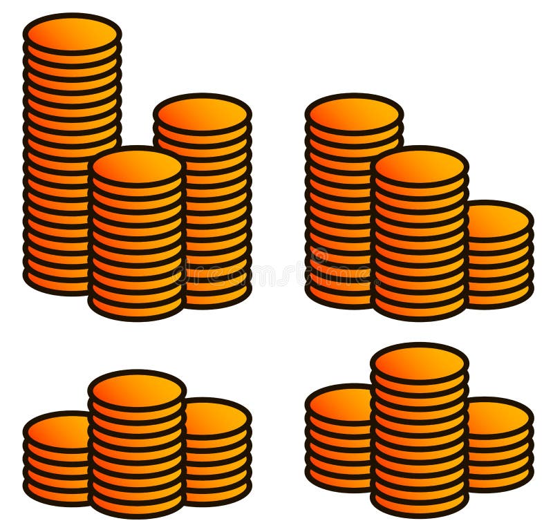 Stack of Coins. Set of 4 Versions Stock Vector - Illustration of ...