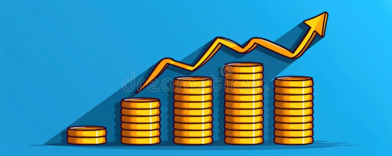 A Stack of Coins is Shown with a Line Going Up, Indicating a Rise in ...