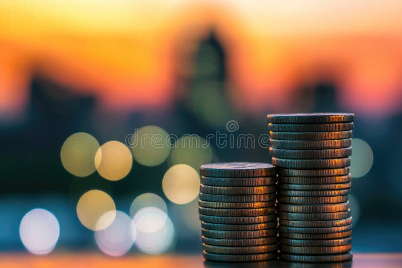 A Stack of Coins Sitting on a Table, a Common Scene for Financial ...