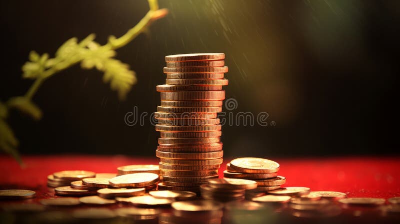 A Stack of Coins Sitting on Top of a Table Stock Illustration ...