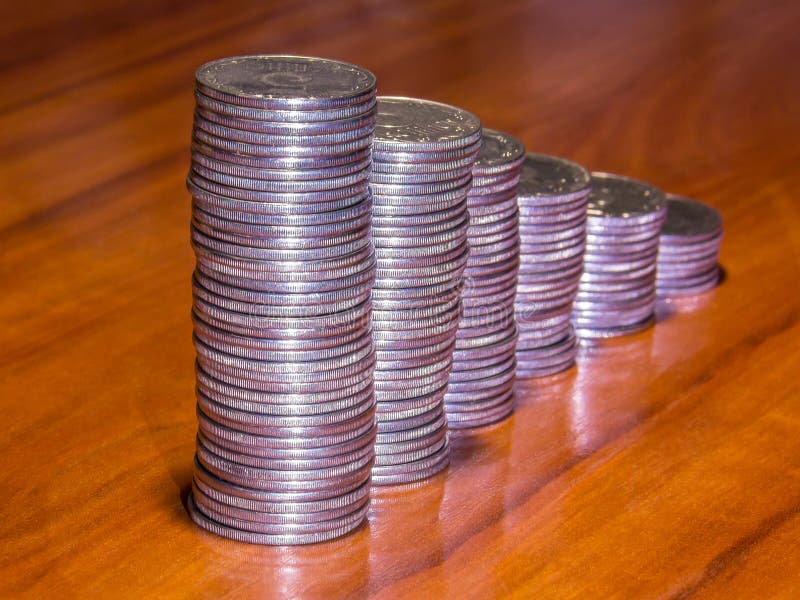 Stack of Coins in Steps. Schedule from the Ukrainian Coins of Five ...