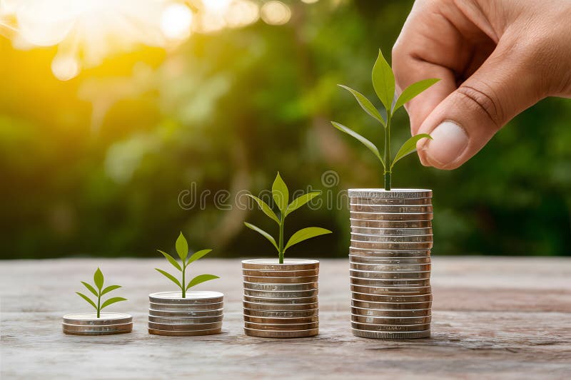 Stack of Coins Symbolizes Money Saving for Future Planning Stock ...