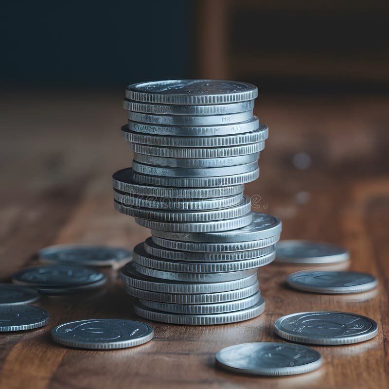 Stack of Coins Symbolizes Money Saving for Future Planning Stock ...