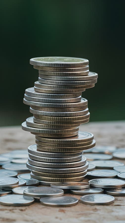 Stack of Coins Symbolizes Money Saving for Future Planning Stock ...