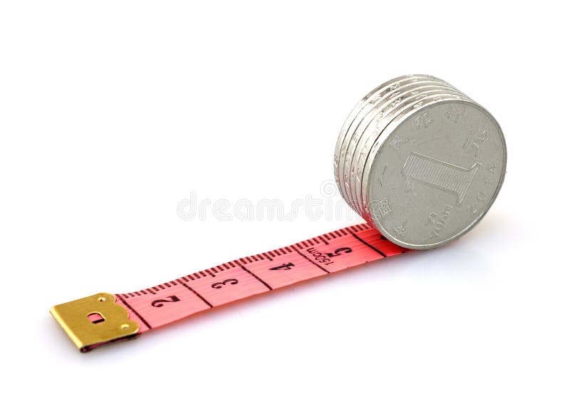 Stack of Coins with Tape Measuring Stock Photo - Image of coins ...