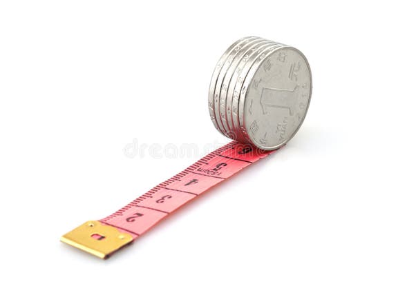 Stack of Coins with Tape Measuring Stock Image - Image of change ...