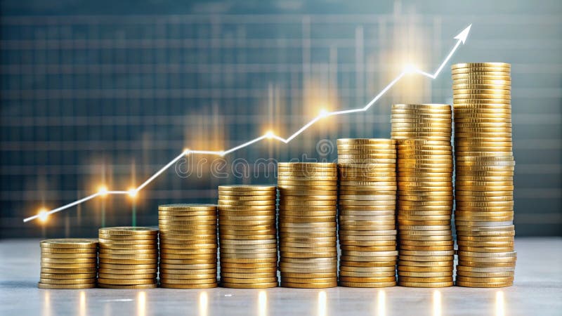 Stack Coins: Tracking Trading Price Increases Stock Illustration ...