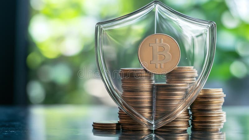 Stack Coins Under Transparent Shield Representing Financial Growth ...