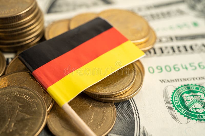 Stack of Coins with USA Germany Flag on White Background Stock Image ...