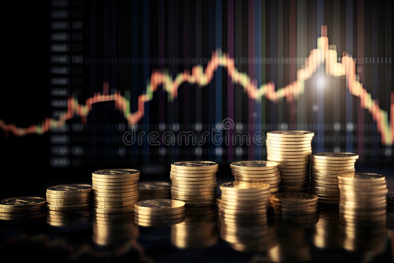Stack Coins, Virtual Graph, Investment Concept. Virtual Money ...