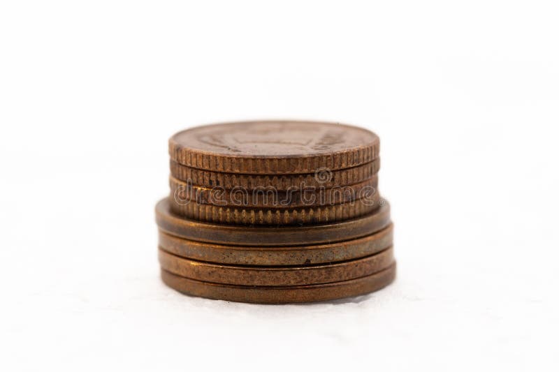 A Stack of Coins on a White Background Stock Photo - Image of financial ...