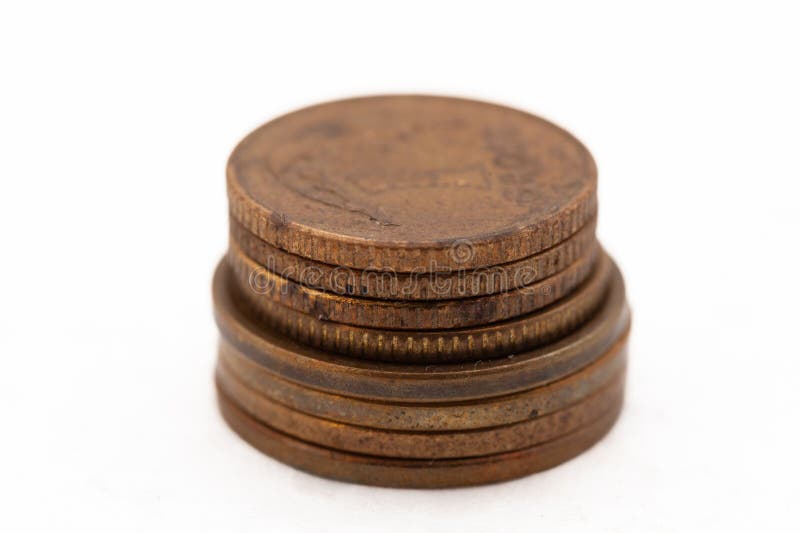 A Stack of Coins on a White Background Stock Image - Image of concept ...