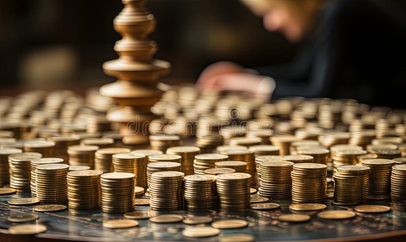 Stack of Coins on Wooden Table Stock Photo - Image of business, coins ...