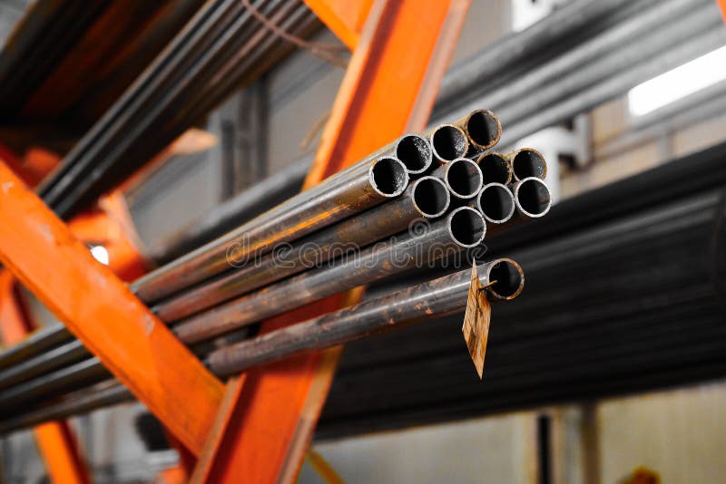 Stack of Cold Rolled Tubes in Industrial Complex Storage Stock Photo ...