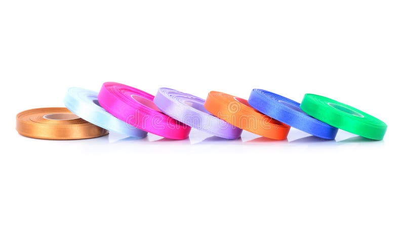 Stack of Color Ribbons, Isolated Stock Image - Image of craft ...