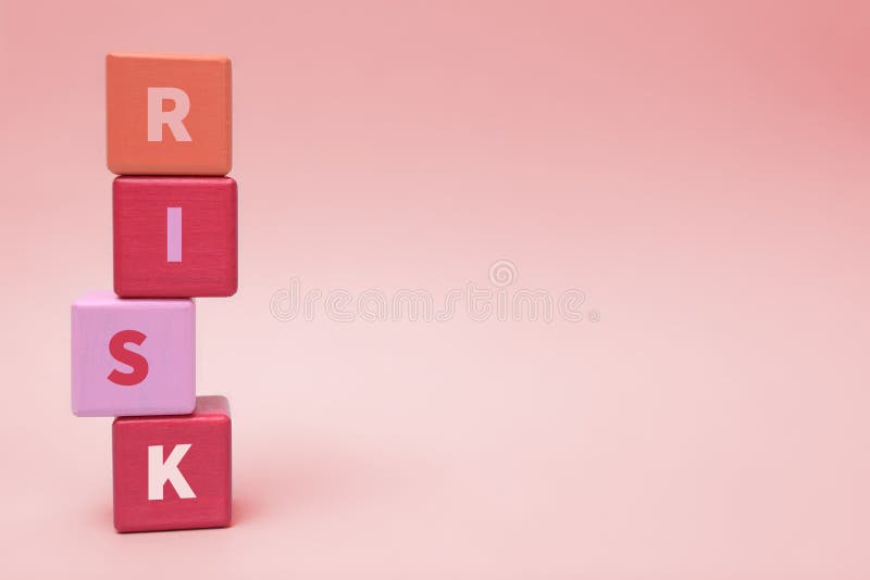 Stack of Color Wooden Cubes with Word Risk on Light Grey Background ...