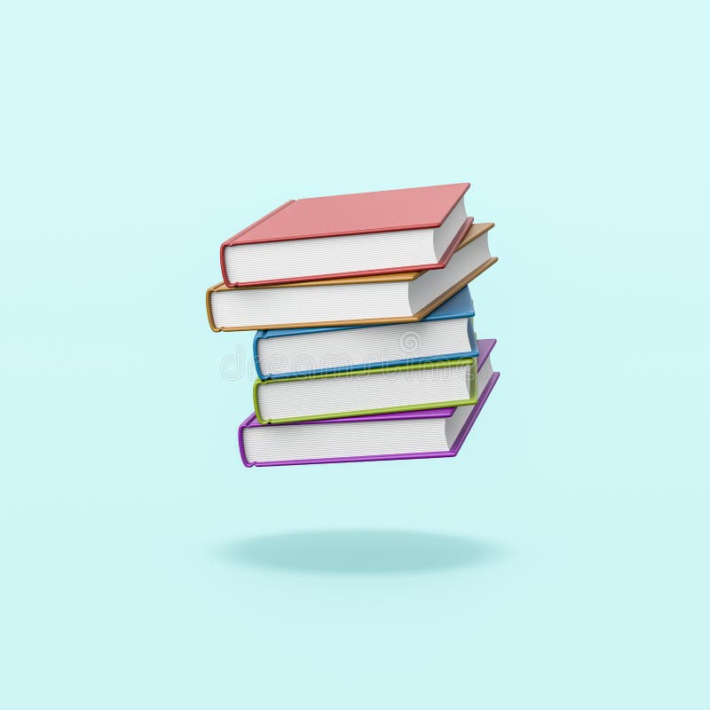 Stack of Colored Books on Blue Background Stock Illustration ...