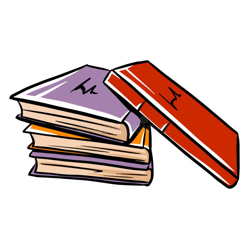 A Stack of Colored Books. Textbooks for Teaching. Books. Cartoon Style ...
