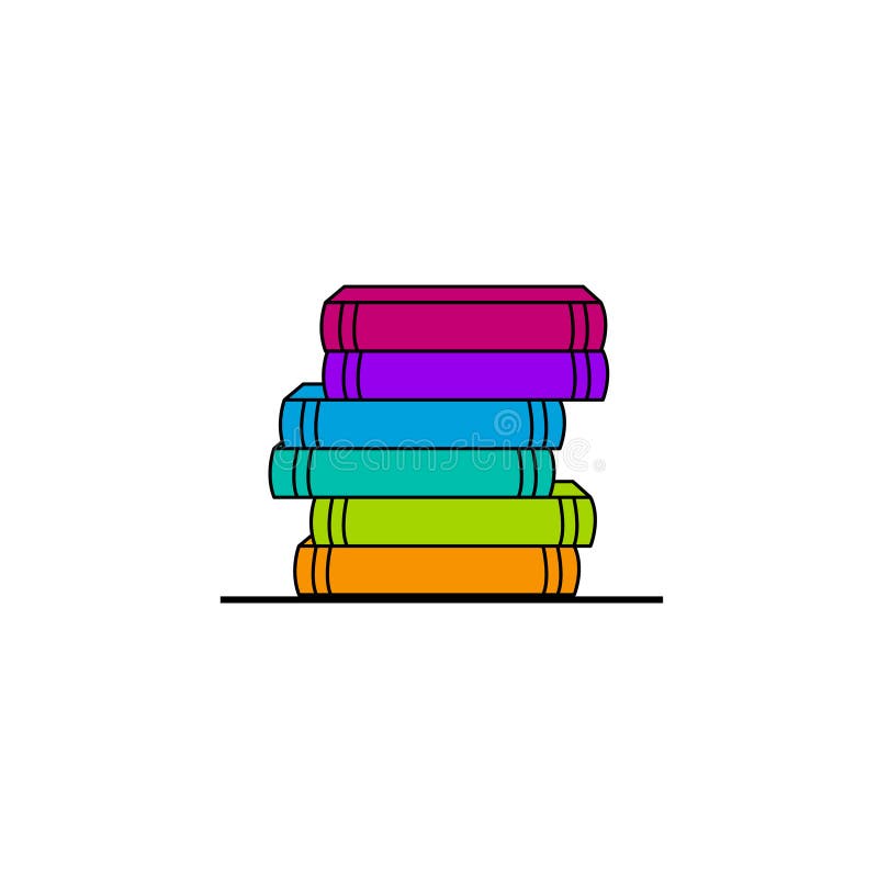 A Stack of Colored Books on a White Background Stock Vector ...