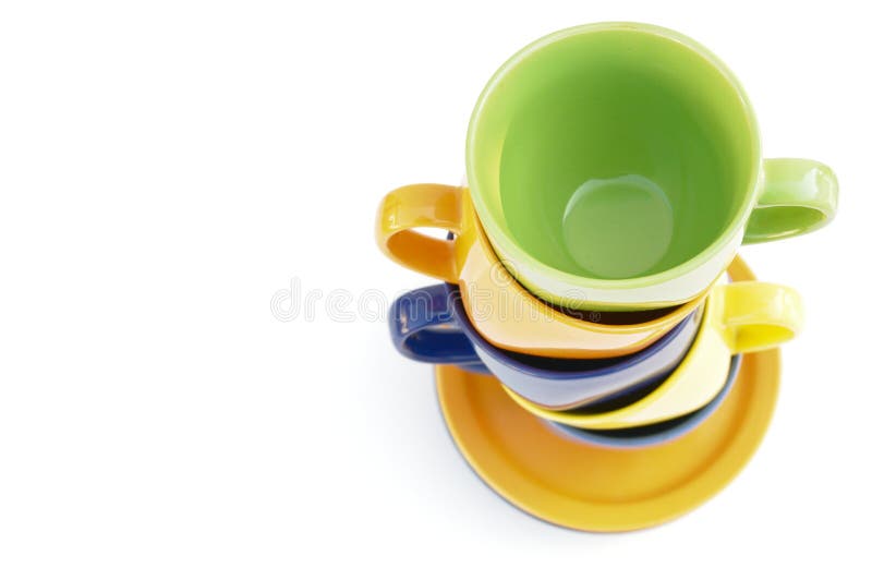 Colored cups and plates stock photo. Image of style - 101122212