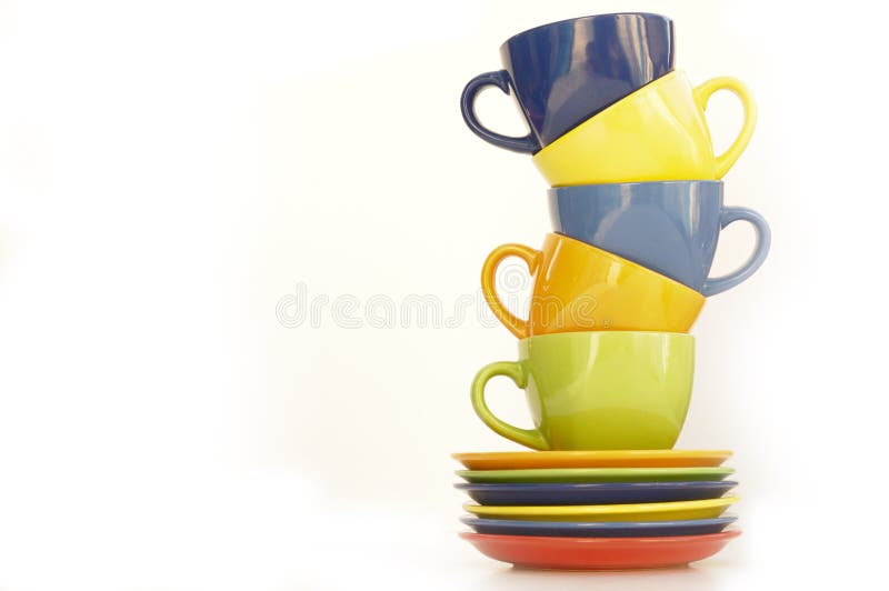 Colored cups and plates stock image. Image of clean - 101121747