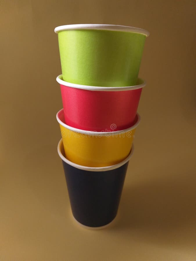 Stack of Colored Glasses Made of Paper Stock Image - Image of lighting ...