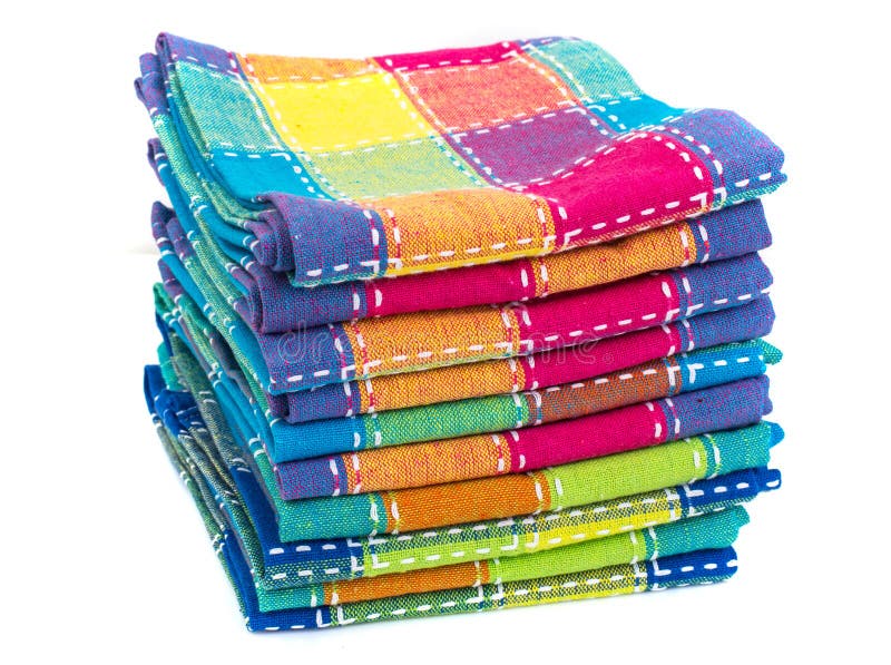 Stack of Colored Kitchen Towels in Box Stock Image - Image of napkin ...