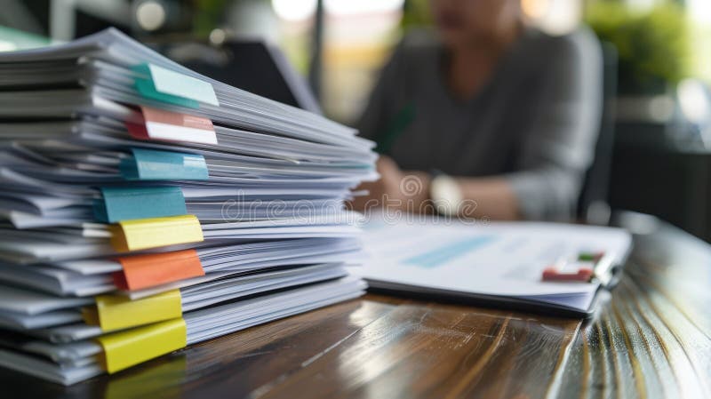 Stack of Colored Label Documents.AI Generated Image Stock Image - Image ...