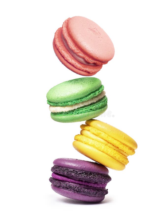 Stack of Colored Macaroon Close-up Isolated on White Background Stock ...