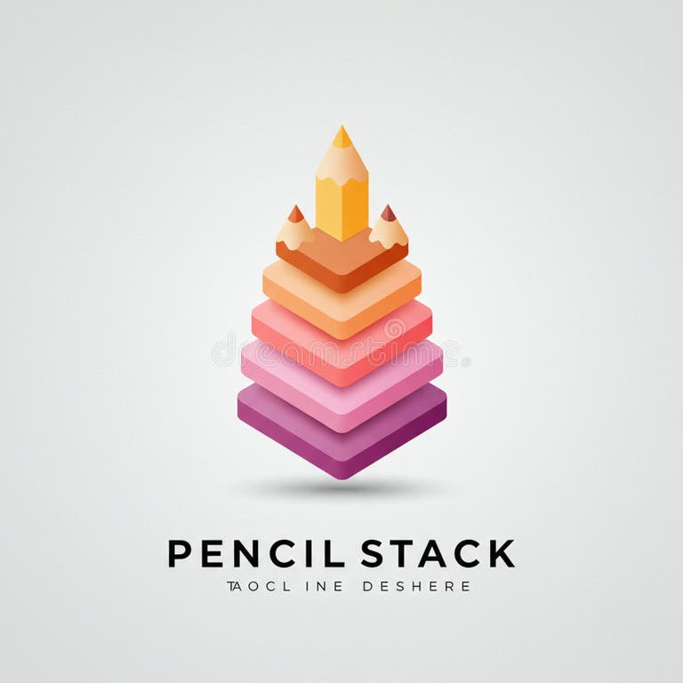 Stack of Colored Pencils Arranged in a Vertical, Layered Design. Each ...