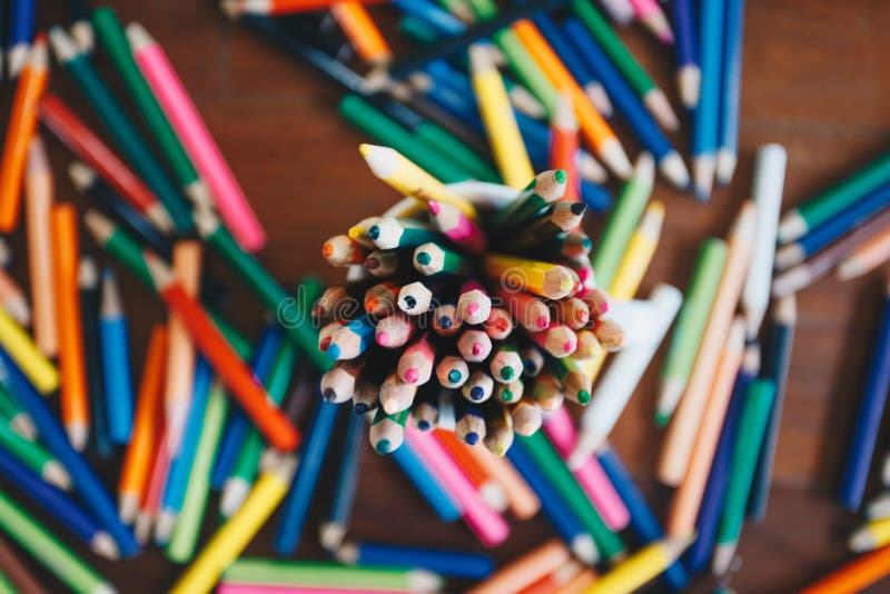 Stack of Colored Pencils in a Glass Stock Image - Image of colour, draw ...