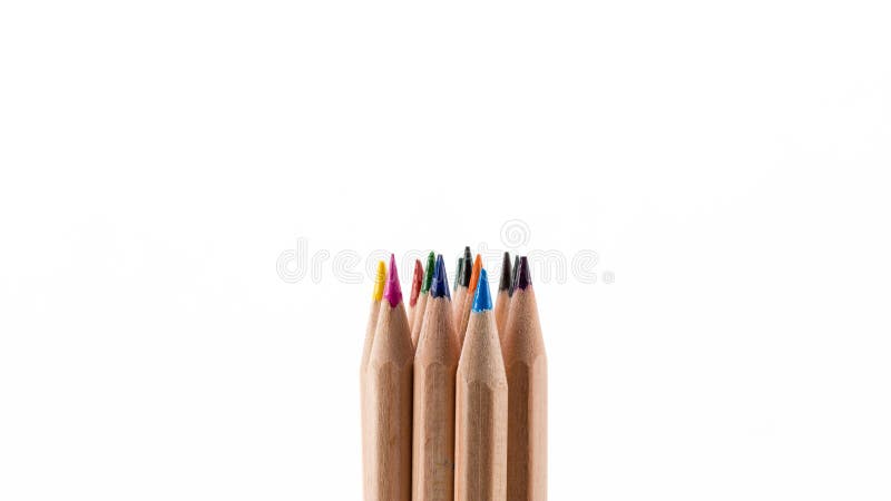 Stack of Colored Pencils on White Background Stock Image - Image of ...