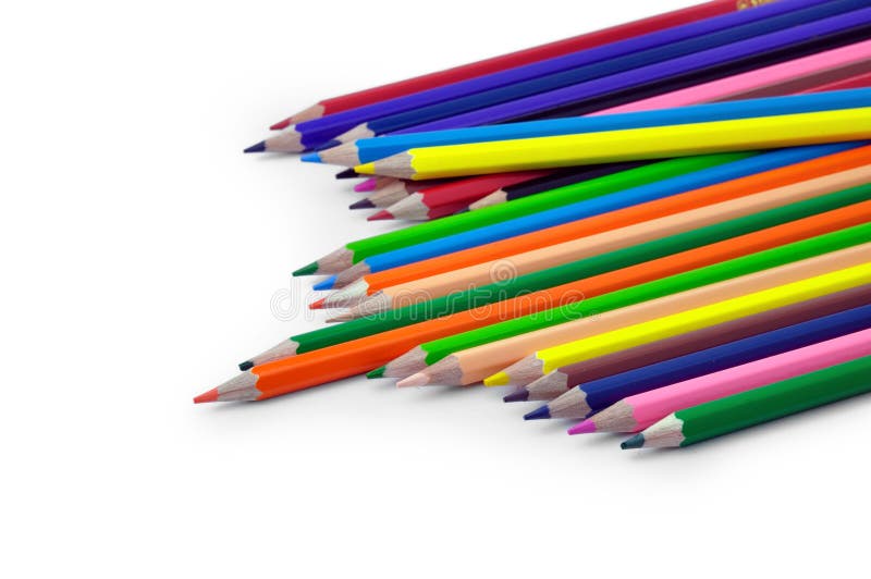 A Stack of Colored Pencils on White Background Stock Image - Image of ...