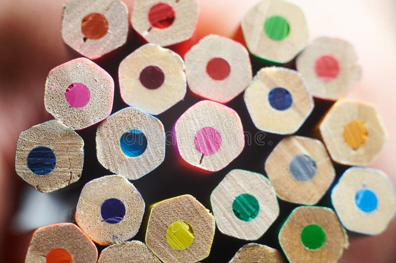 Stack of Colored Pencils on White Table. Stock Image - Image of school ...