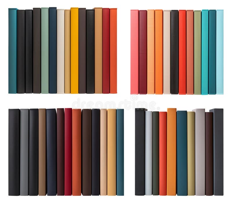 Stack of Colored Standing Hardcover Books Isolated on Transparent ...