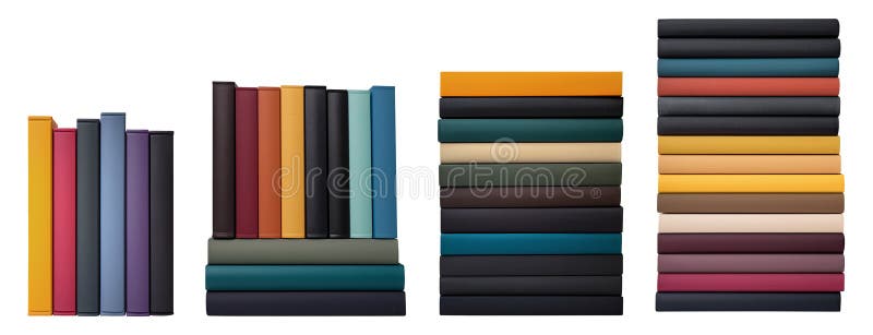 Stack of Colored Standing Hardcover Books Isolated on Transparent ...