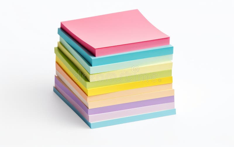 A Stack of Colored Sticky Notes on White Background Stock Photo - Image ...