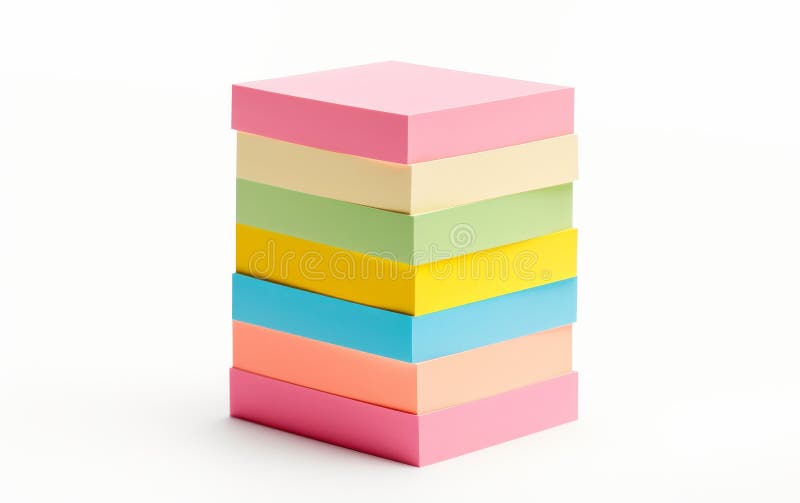 A Stack of Colored Sticky Notes on White Background Stock Photo - Image ...