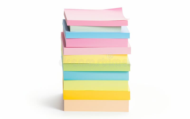 A Stack of Colored Sticky Notes on White Background Stock Photo - Image ...