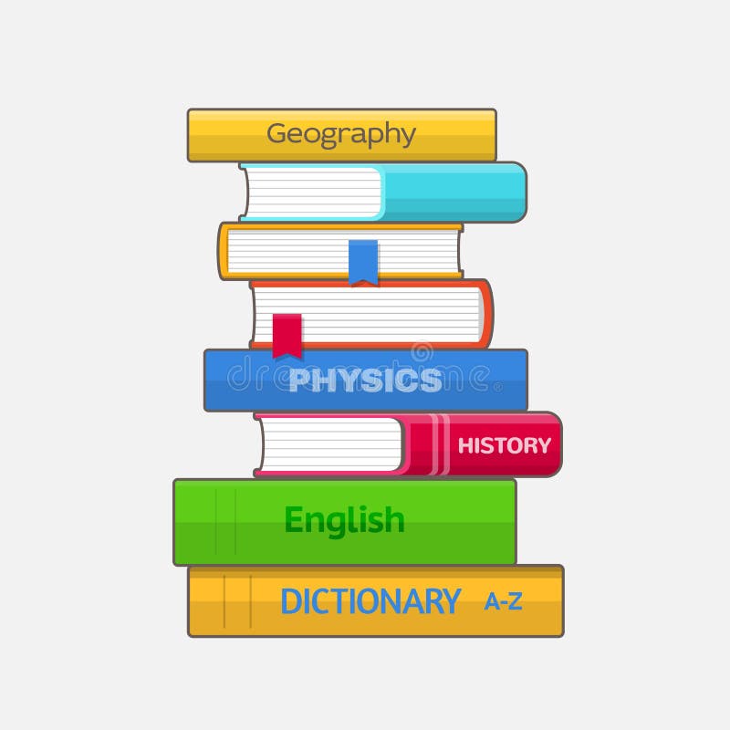 Stack of Colored Textbooks on White Background Stock Vector ...