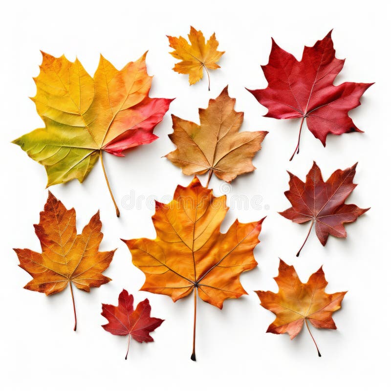 A Stack of Colorful Autumn Leaves in Various Shapes and Sizes I Stock ...