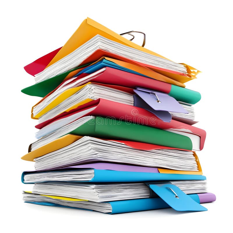 A Stack of Colorful Binders with a Yellow One on the Bottom Stock ...