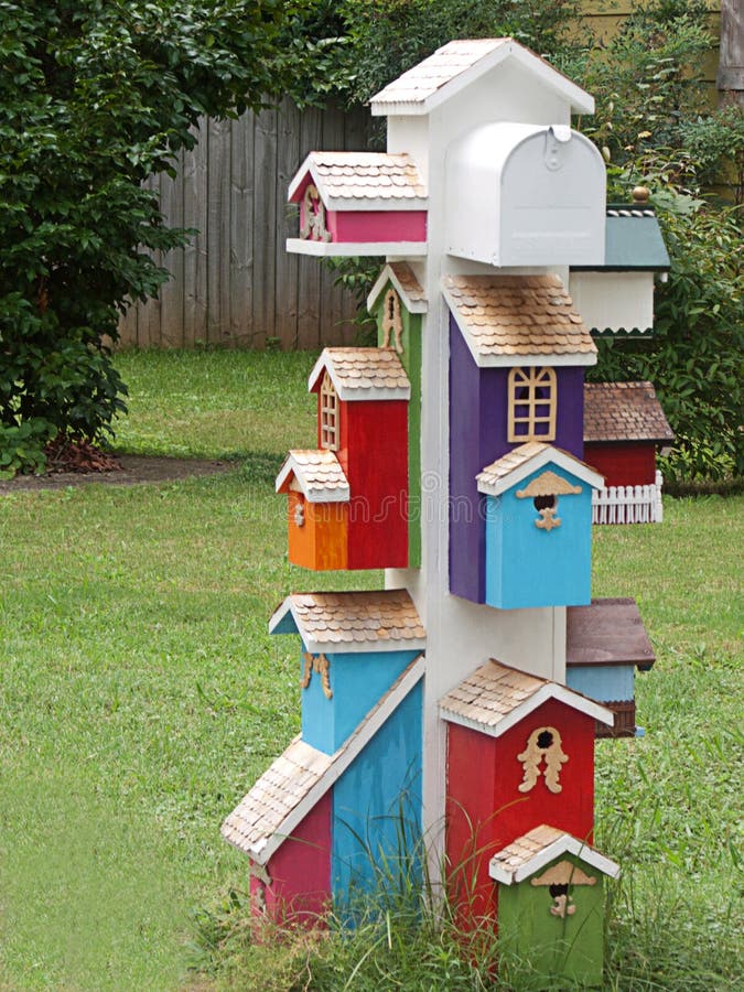 Stack of Colorful Birdhouses Stock Photo - Image of bird, coop: 33311462