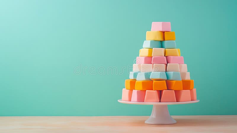 A Stack of Colorful Blocks on a White Cake Stand Stock Image - Image of ...
